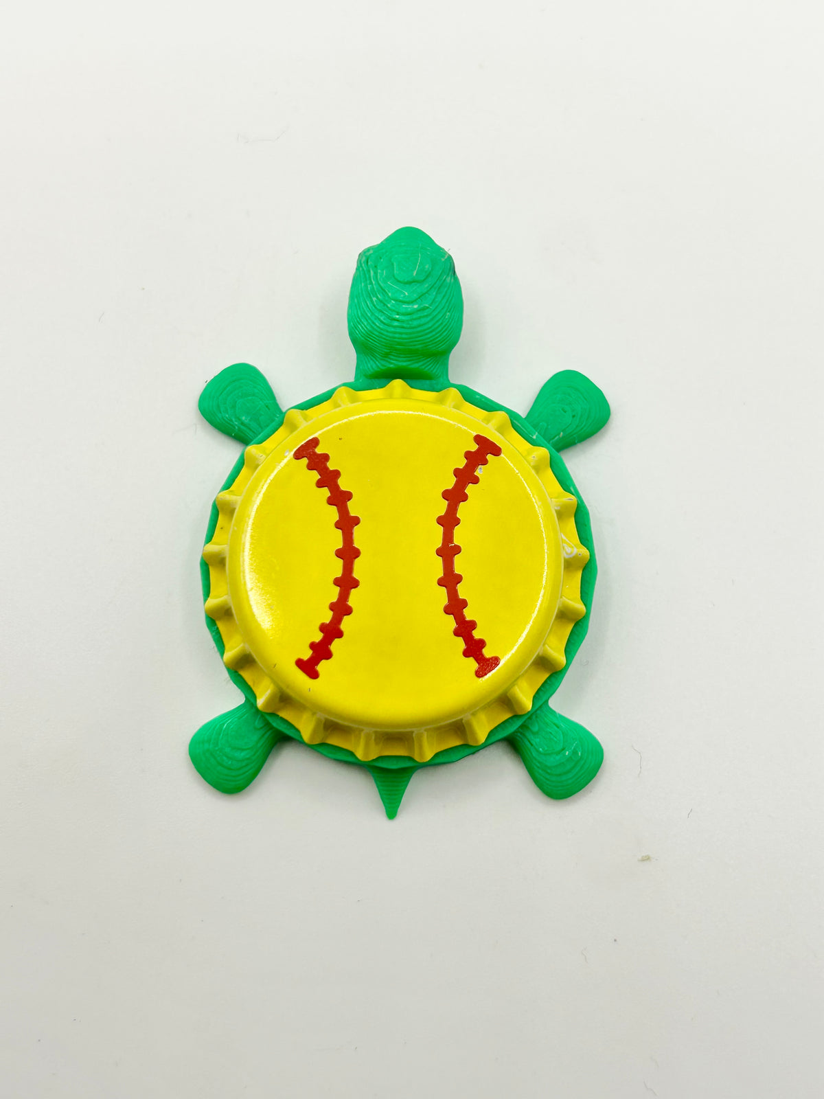 Softball - Bottle Cap Magnet Turtle — Shell Shocked Art