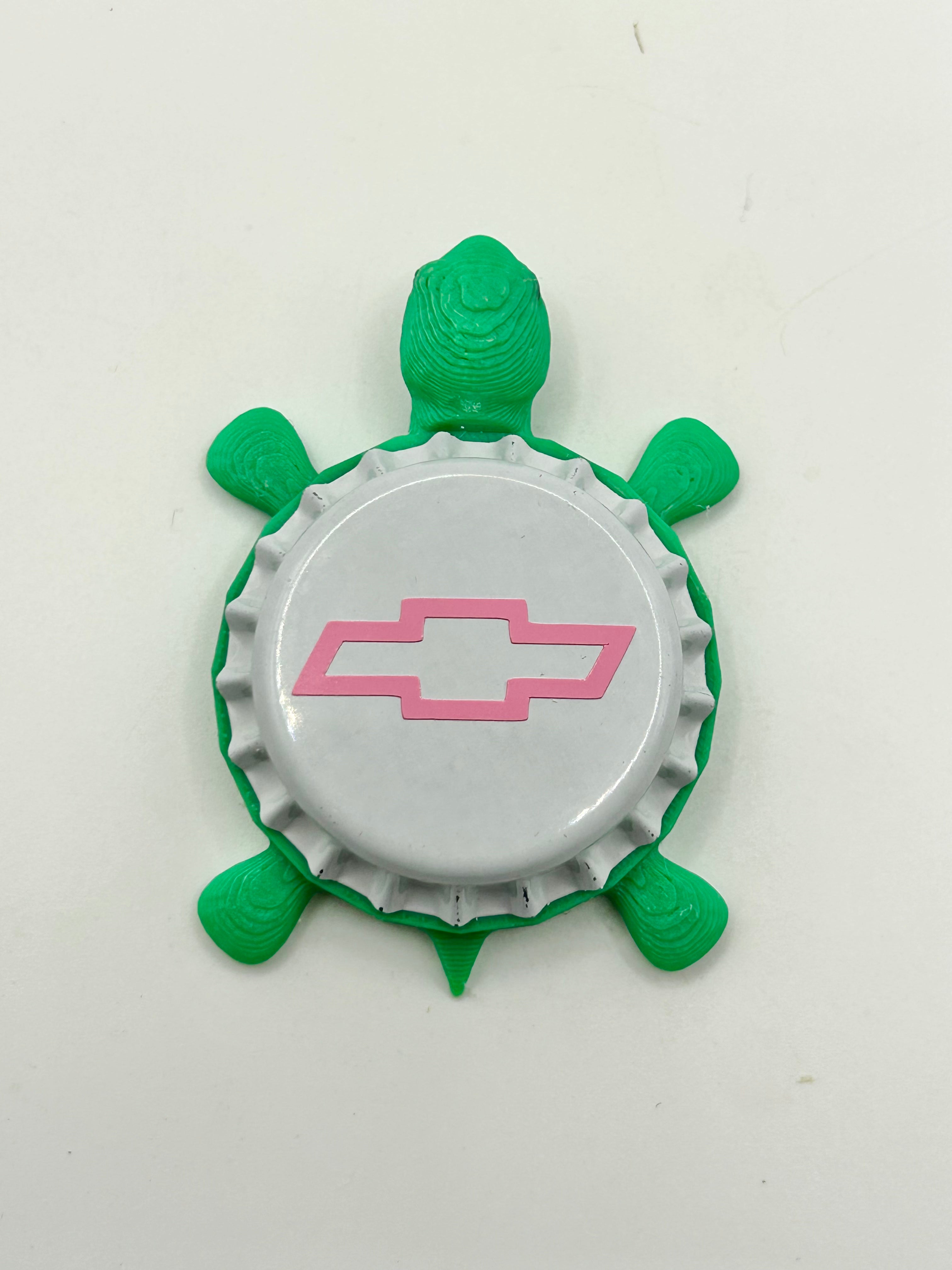 Chevy (Pink) - Bottle Cap Magnet Turtle – Shell Shocked Art